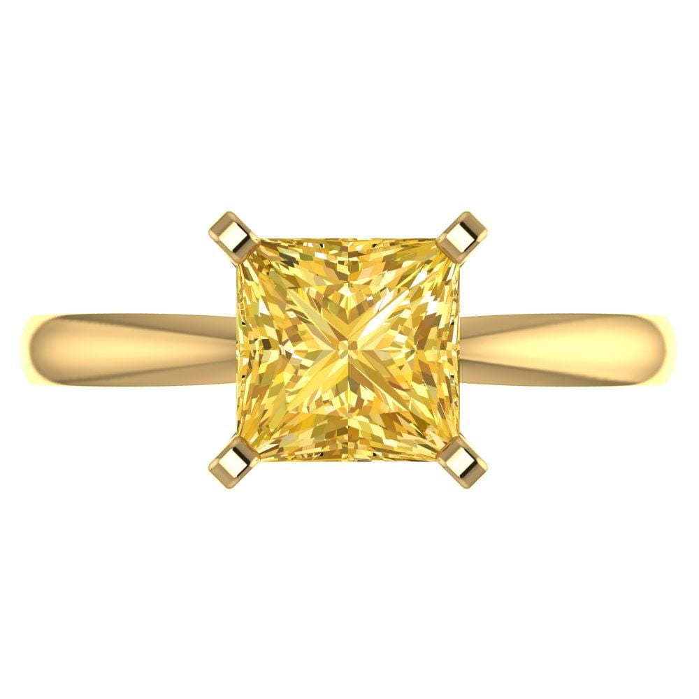 Solitaire Engagement Ring for Women - 2ct Natural Citrine in 18K Yellow ...