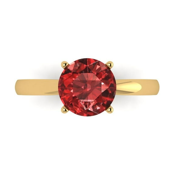 Solitaire Engagement Ring for Women - 1ct Natural Garnet in 14K Yellow ...