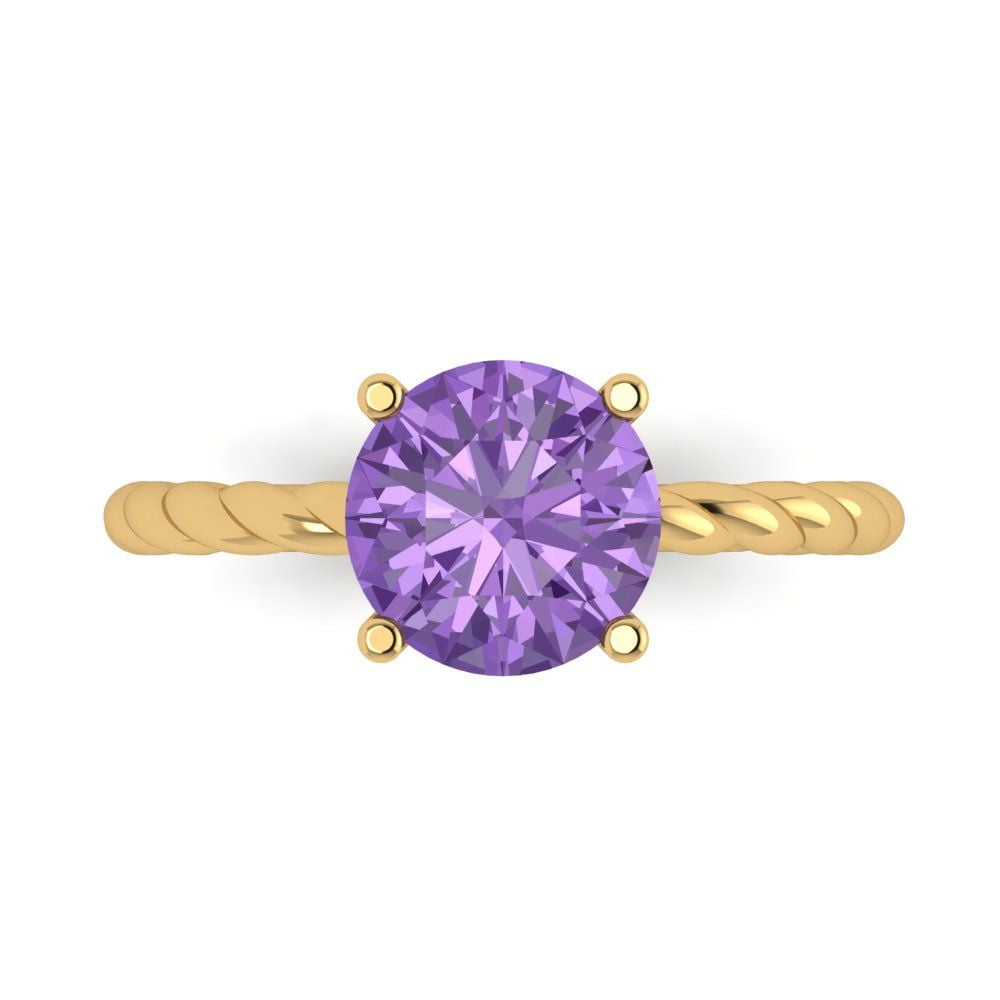 Solitaire Engagement Ring for Women - 2ct Simulated Alexandrite in 14K ...
