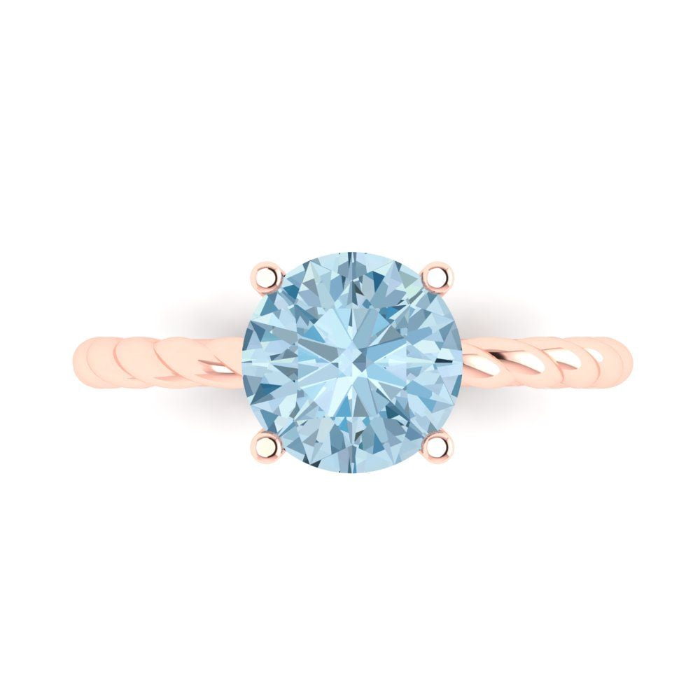 Solitaire Engagement Ring for Women - 2ct Simulated Blue Diamond in 18K ...