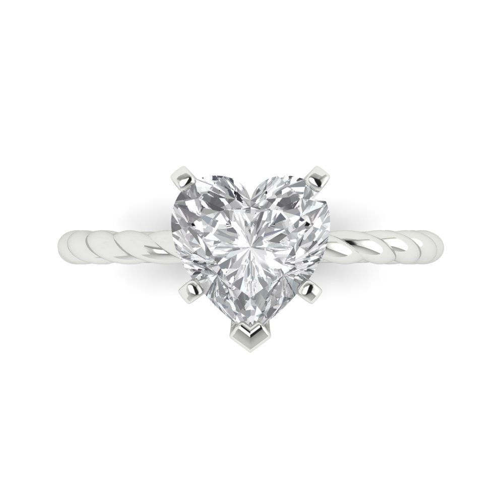 Solitaire Engagement Ring for Women - 2ct Simulated Diamond in 14K ...