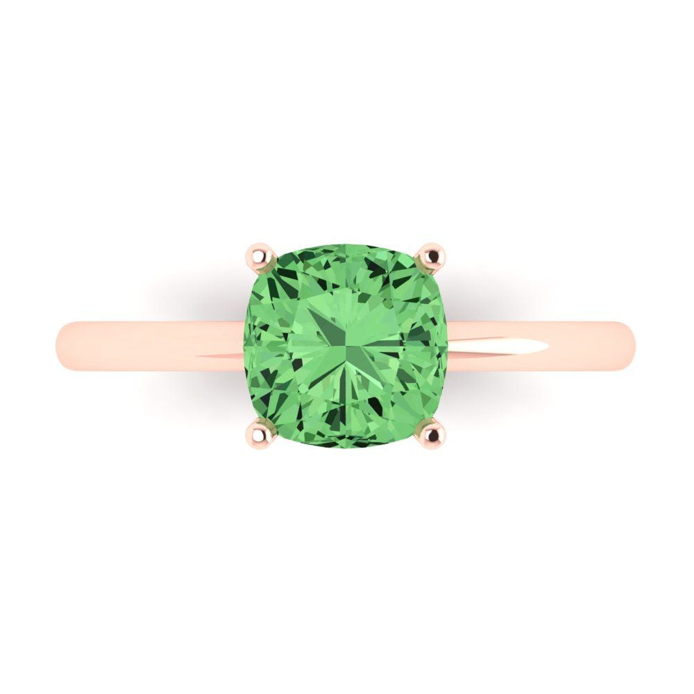 Solitaire Engagement Ring for Women - 2ct Simulated Green Diamond in ...