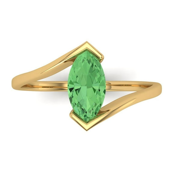 Solitaire Engagement Ring for Women - 1ct Simulated Green Diamond in ...