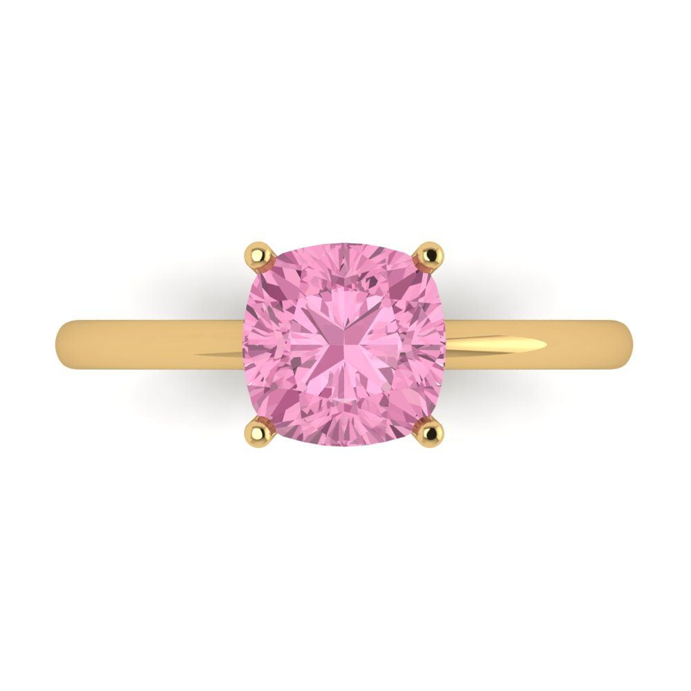 Solitaire Engagement Ring for Women - 2ct Simulated Pink Diamond in 18K ...