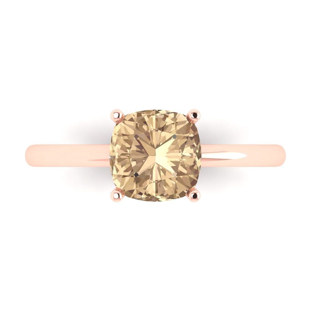 Solitaire Engagement Ring for Women - 2ct Yellow Moissanite in 14K Rose ...