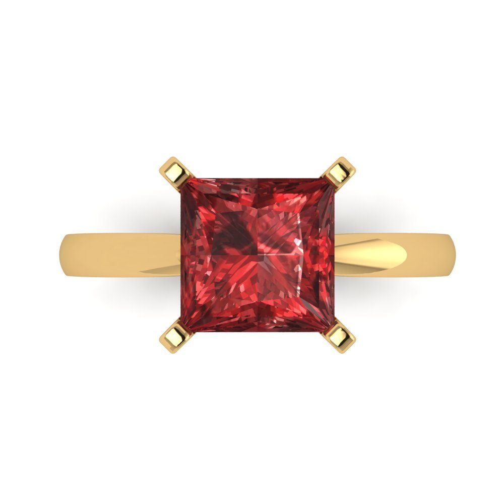 Solitaire Engagement Ring for Women - 3ct Natural Garnet in 18K Yellow ...