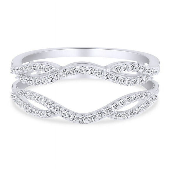 AFFY White Natural Diamond Tiara-Style Solitaire Enhancer Ring Guard in ...