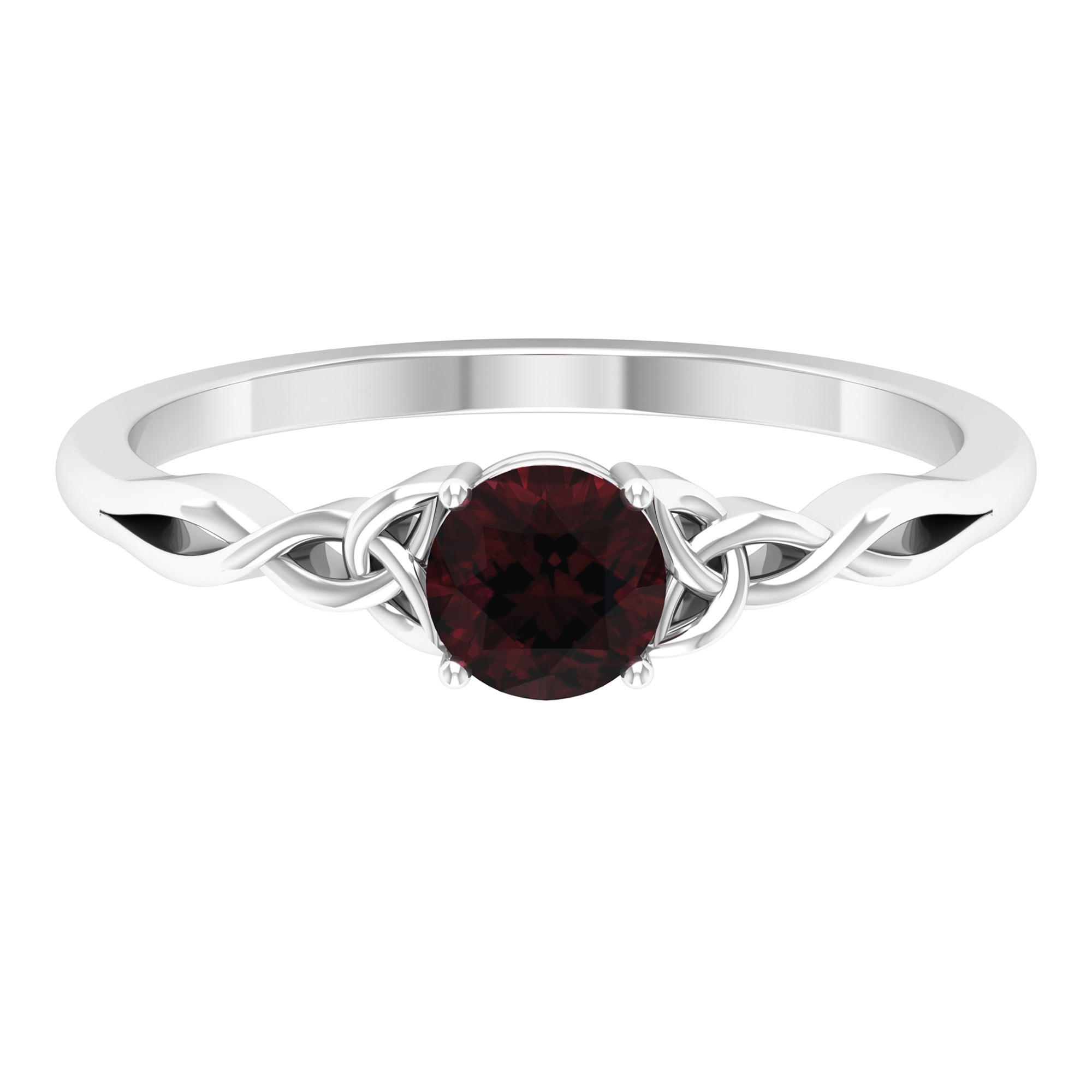 Solitaire Garnet Promise Ring for Women, Celtic Ring - AAA Quality, 925 Sterling Silver, US 9.50 ...