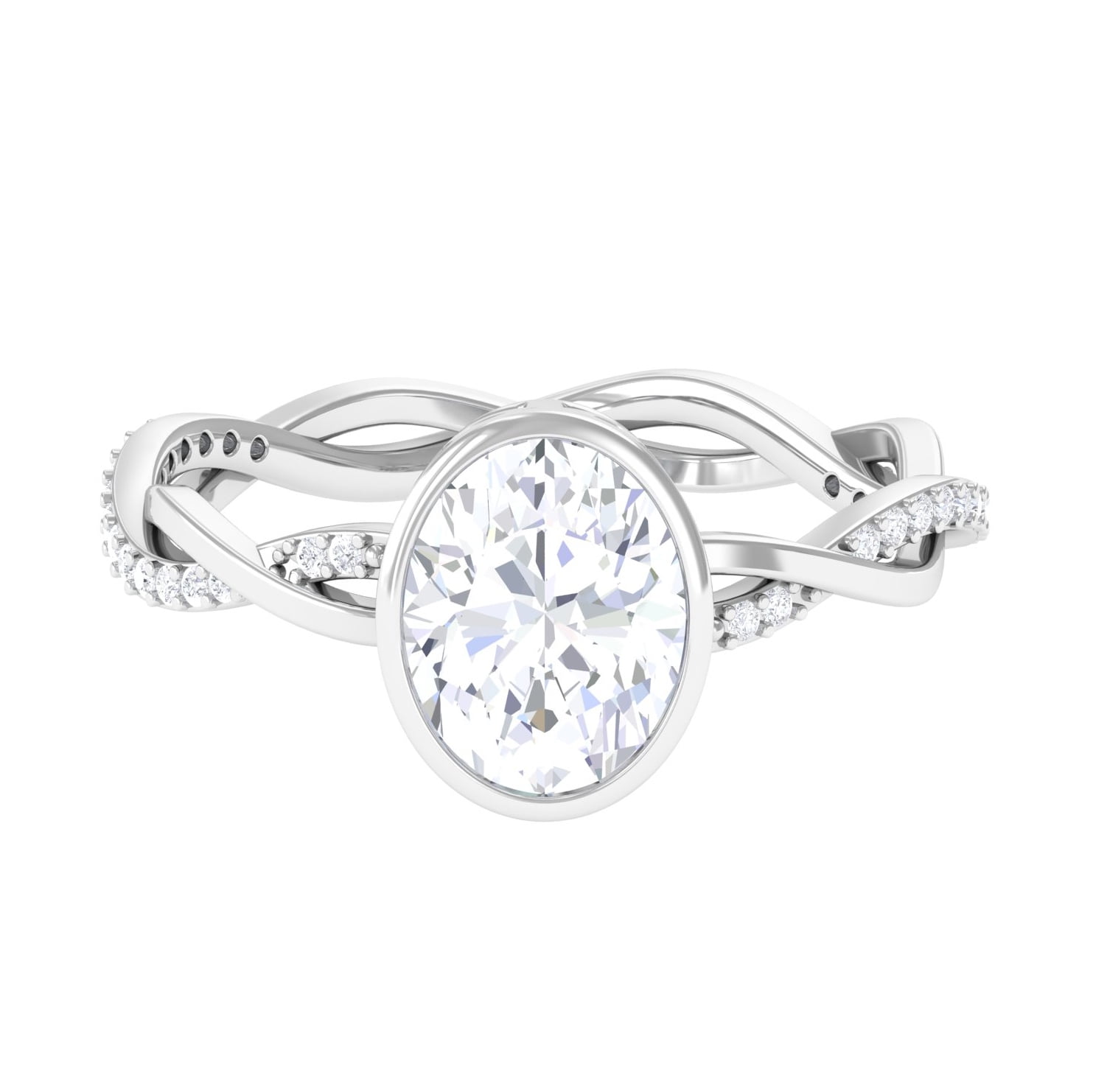 Solitaire Moissanite Crossover Engagement Ring 2 Carat - 7x9 mm Oval ...