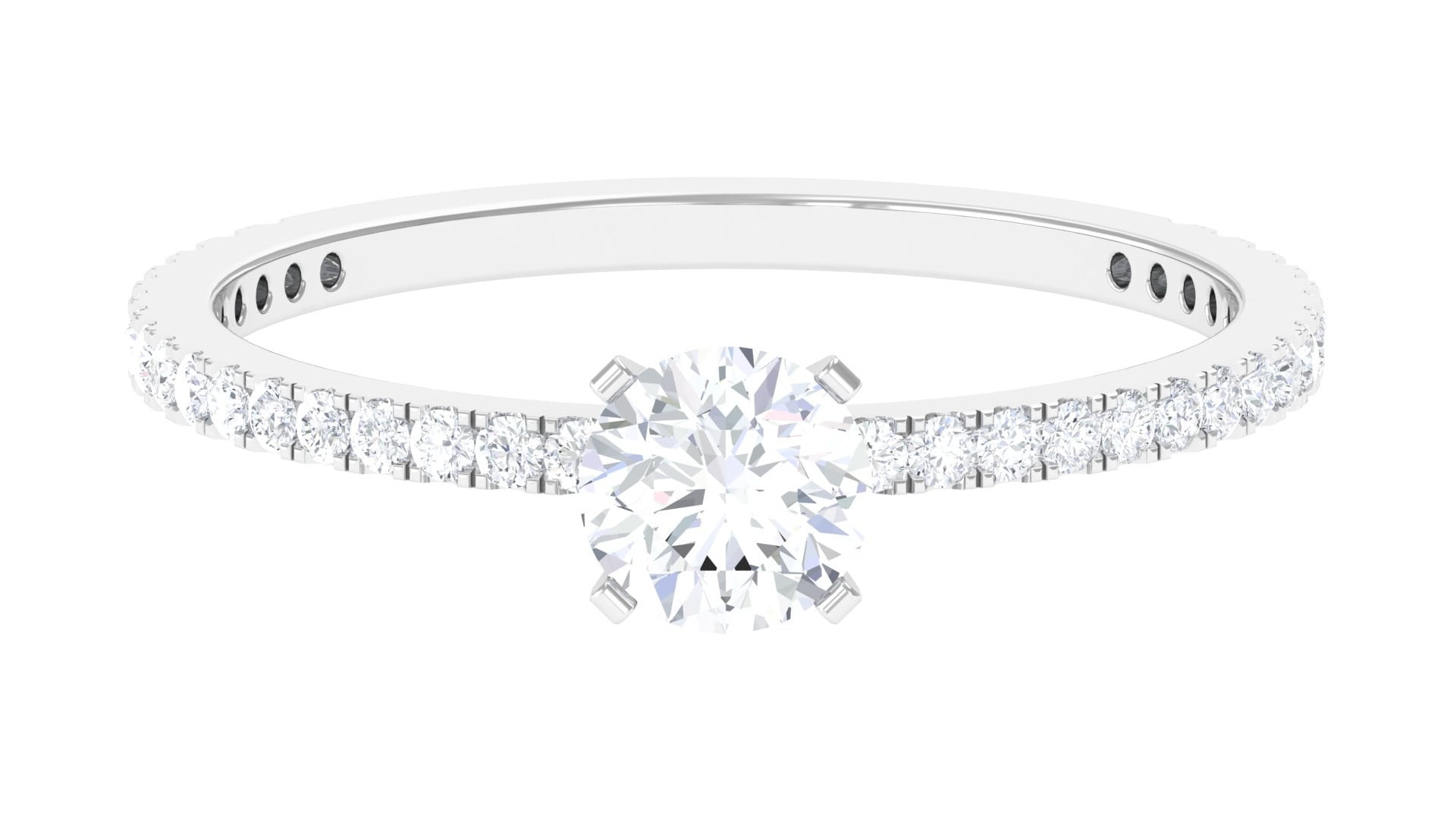 Solitaire Moissanite Ring For Women with Peg Head Setting, 14K White ...