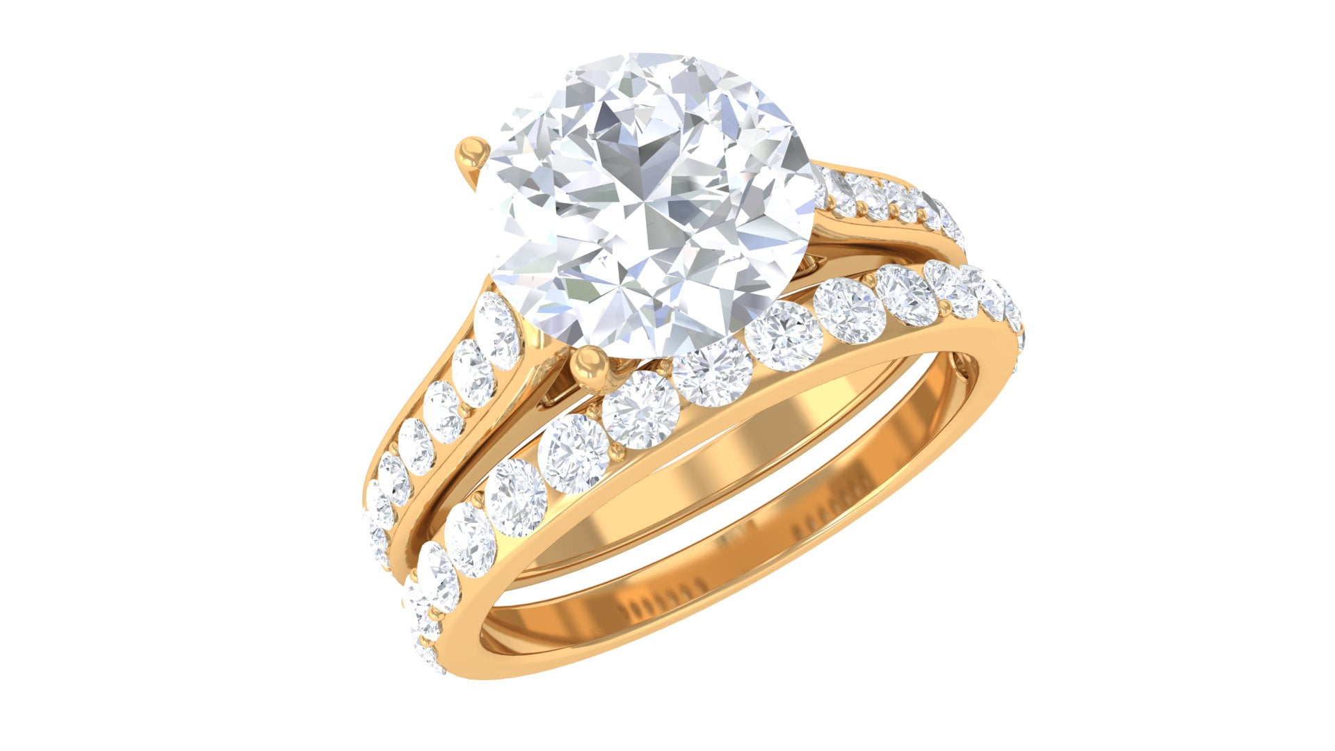 Rosec Jewels Solitaire Moissanite Wedding Ring Set for Women, Stackable Ring Set (3.75 CT), 14K ...