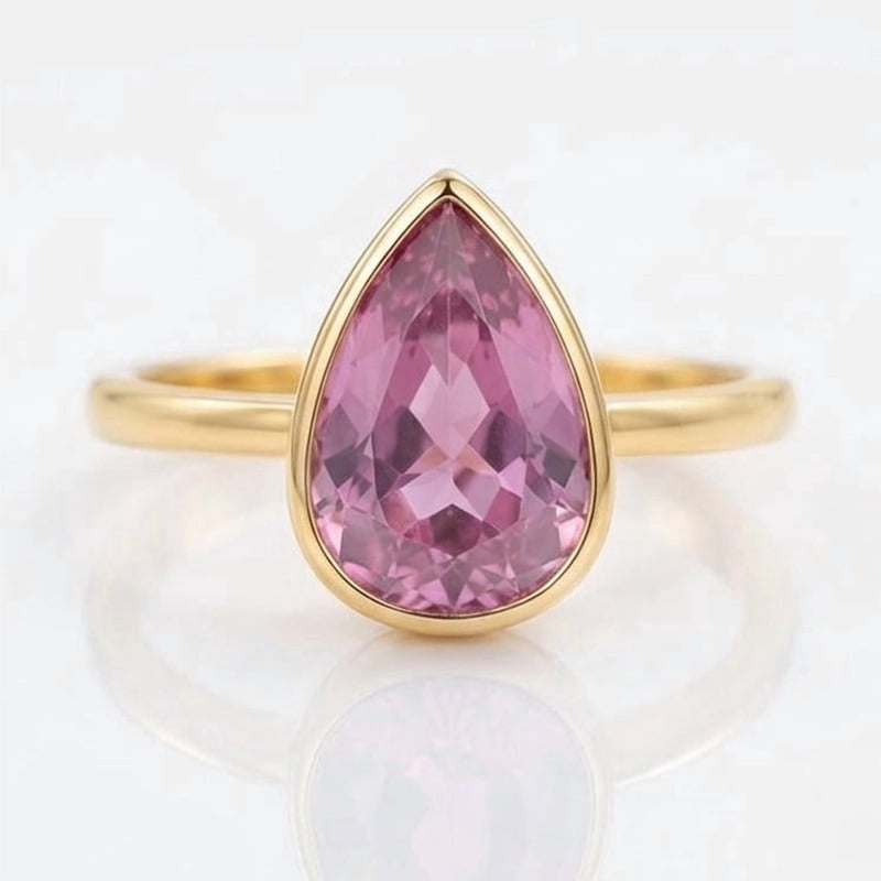 Solitaire Pear Cut Pink Sapphire Ring, Engagement Promise Ring, Pink ...