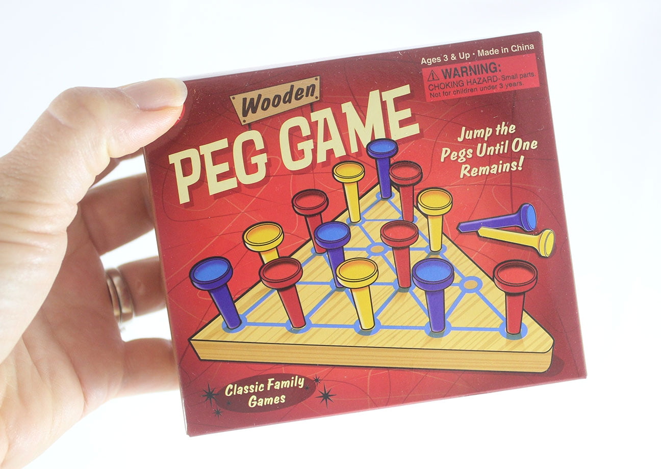 Solitaire Peg Game - Retro Wooden Classic Game - Peg Puzzle Brain ...