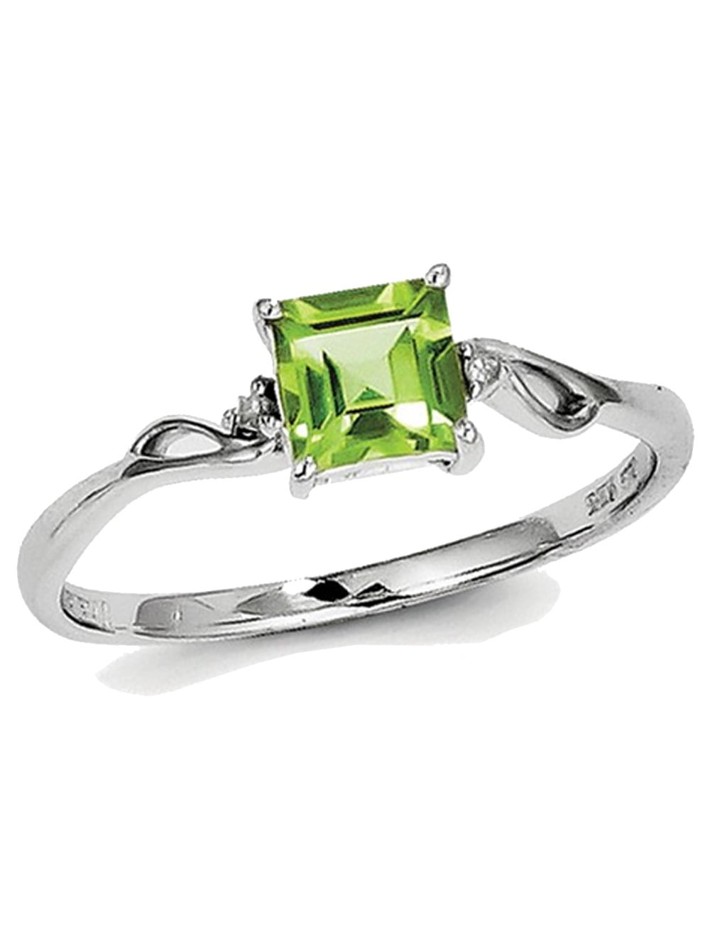 Solitaire Princess Cut Natural Peridot Ring 0.60 Carat (Ctw) in ...