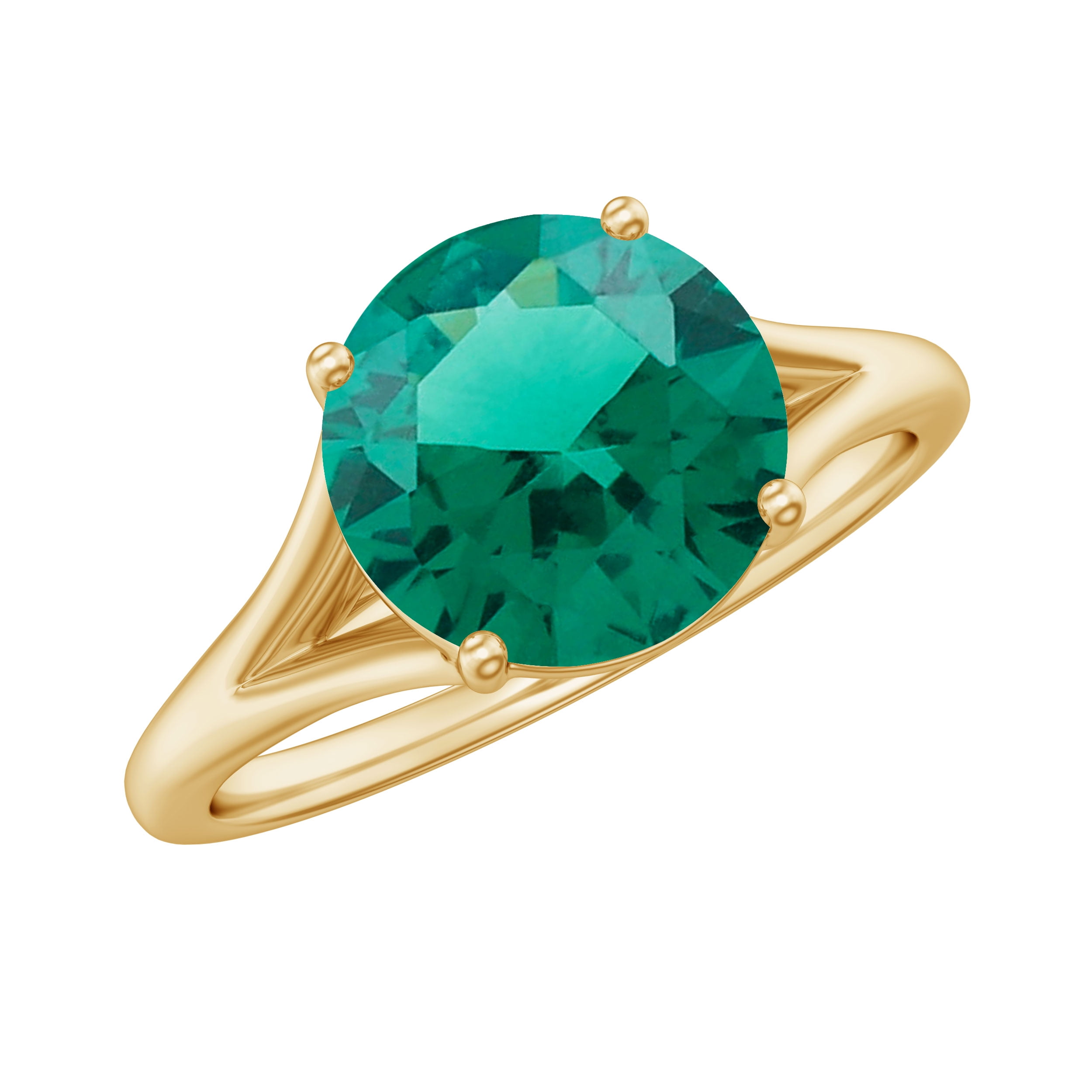 Solitaire Promise Ring with 2 CT Lab Created Emerald and Diamond, 18K ...