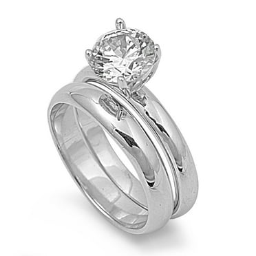 2 Carat Princess Wedding Ring Set - Bridal Set - Wedding Trio Set ...