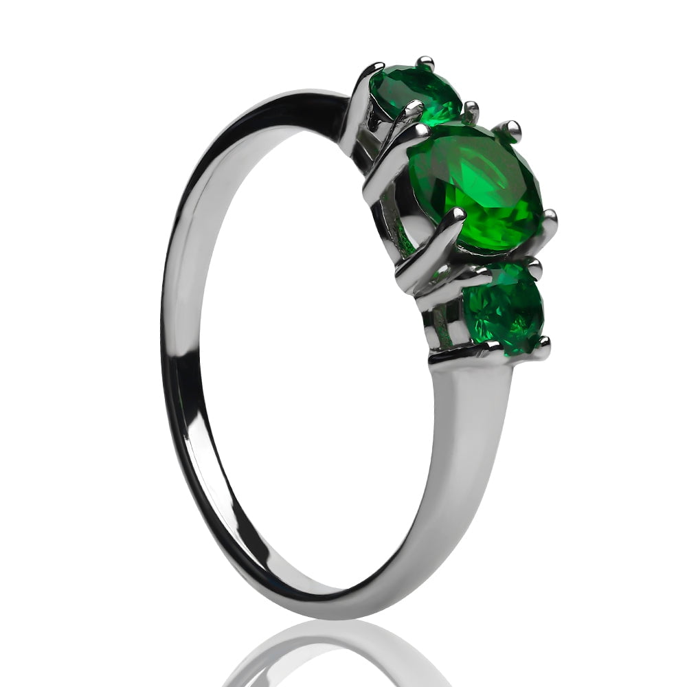 Solitaire Silver Wedding Ring,Titanium Wedding Ring,Emerald Wedding ...