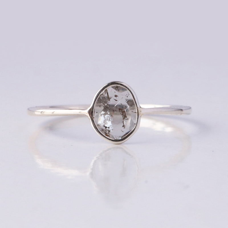 Solitaire Slice Diamonds Bezel Set Ring, Slice Uneven Shape Ring, 925 ...