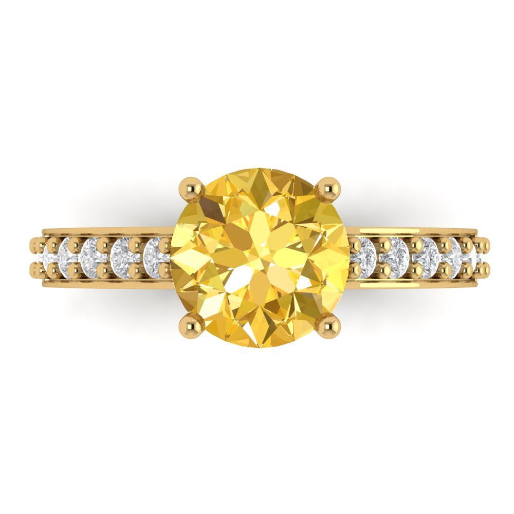 Solitaire with Accents Engagement Ring for Women - 2.3ct Simulated ...