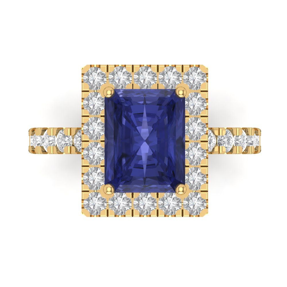 Solitaire with Accents Engagement Ring for Women - 3.84ct Simulated ...