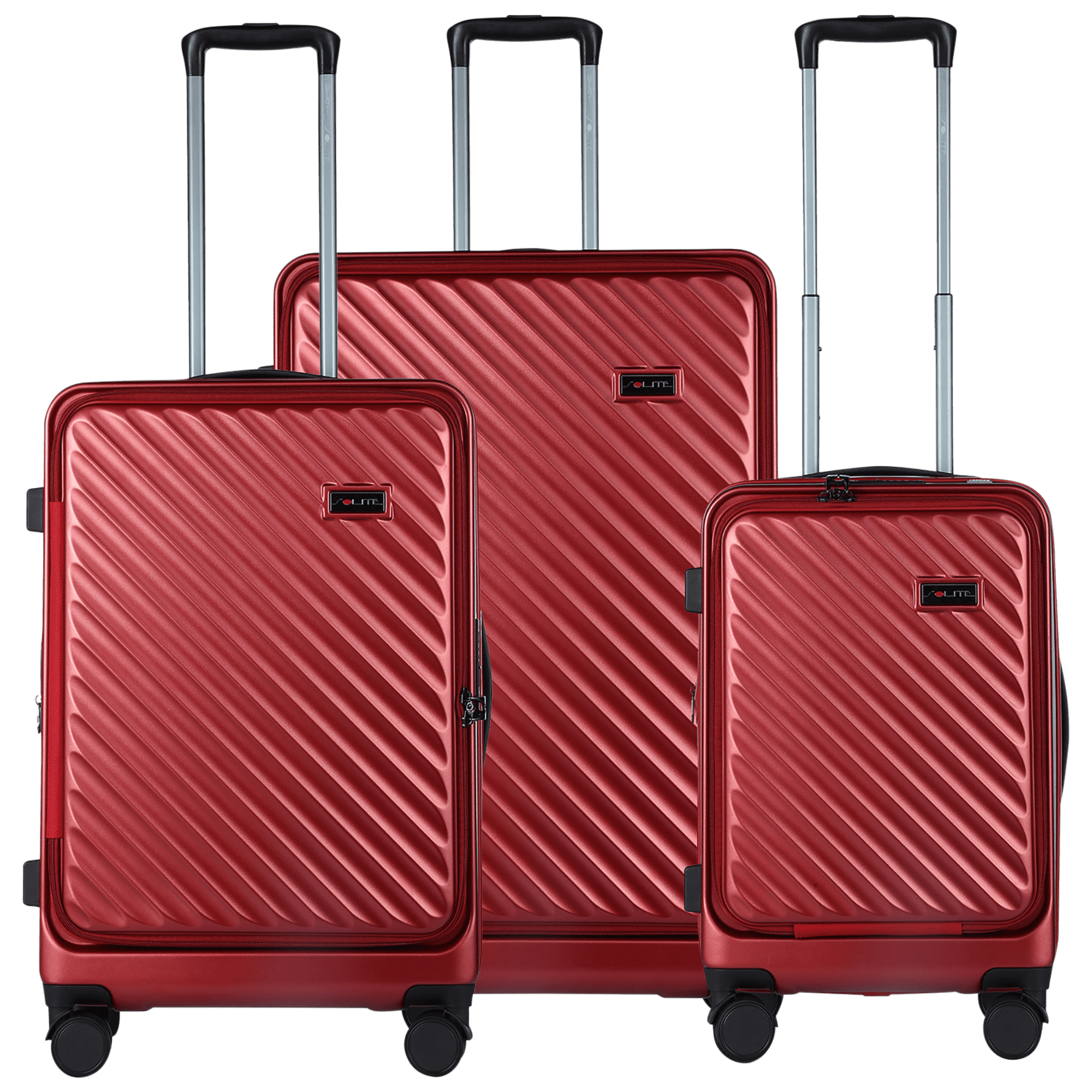 Solite Sydney Collection 8-Wheel Spinner 3-Piece Luggage Set (Wine Red ...