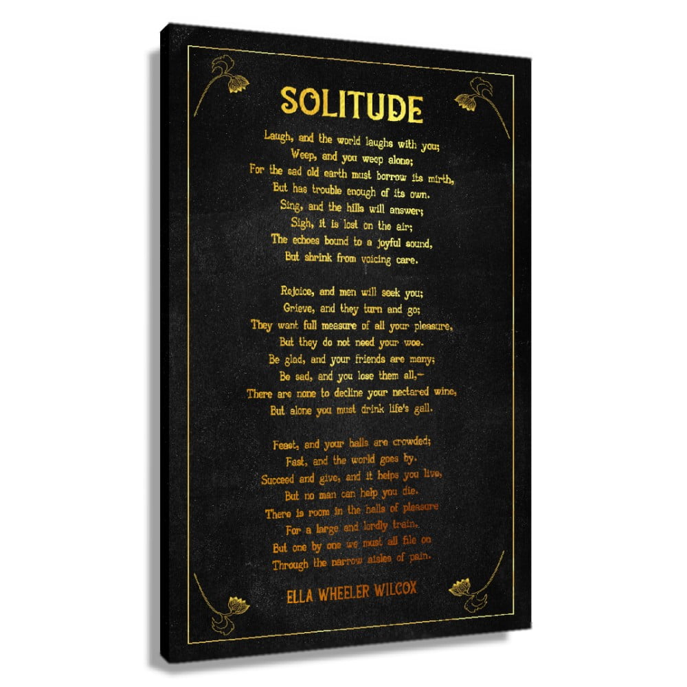 Solitude Poem Wall Decor Ella Wheeler Wilcox Quote Wall Art Poetry ...