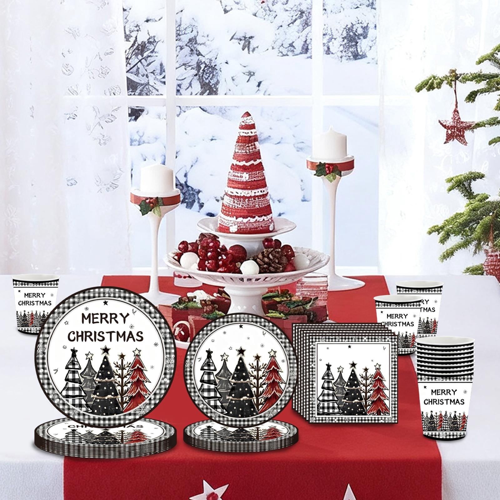 Solive Christmas Decorations Black White Christmas Tree Theme Party 7 ...