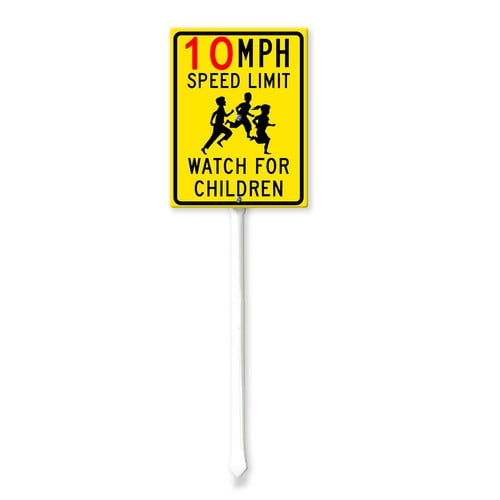 Soliyoahee 10 MPH Speed Limit Watch For Children Yard Sign with Stake 4 ...