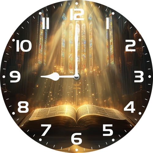 Soliyoahee 10inch Bible Clock Wooden Round Wall Clock Kitchen Decor ...