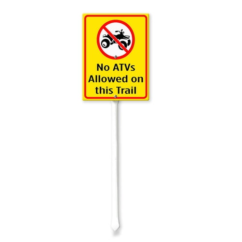 Soliyoahee No ATVs Allowed On This Trail Yard Sign with Stake 4.6x6inch ...