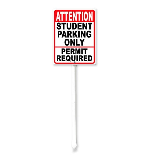 Soliyoahee Attention Student Parking Only Permit Required Yard Sign ...
