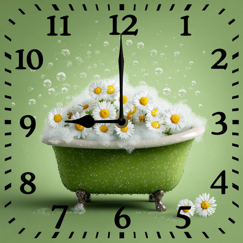 Soliyoahee Bathtub Daisy Wall Clock 10inch Wooden Square Clock for ...