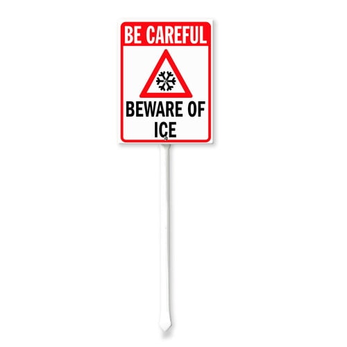 Soliyoahee Be Careful Beware Of Ice Sign with Stake 4.6x6inch Rustproof ...