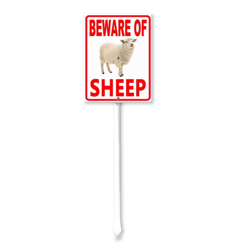 Soliyoahee Beware Of The Sheep Yard Sign with Stake 7x8.8inch Rustproof ...