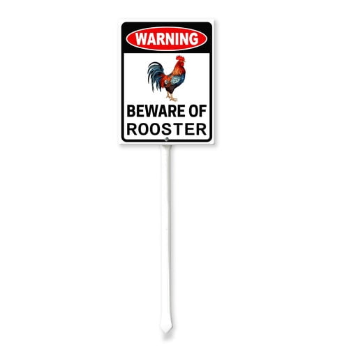 Soliyoahee Beware of Rooster Yard Sign with Stake 7x8.8inch Rustproof ...