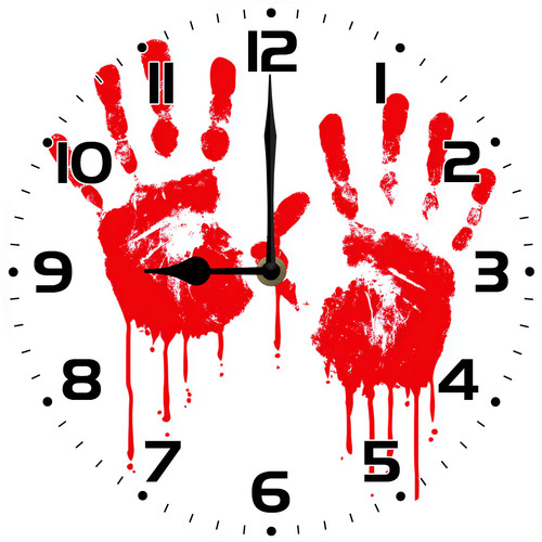 Soliyoahee Blood Handprint Clock 10inch Wooden Round Halloween Wall ...