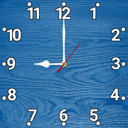 Soliyoahee Blue Wood Grain Clock 10inch Square Retro Wall Clock ...