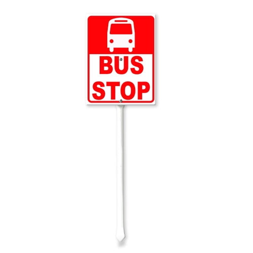 Soliyoahee Bus Stop Yard Sign with Stake 8x12inch Rustproof Aluminum ...