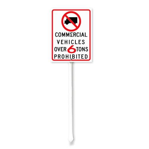 Soliyoahee COMMERCIAL VEHICLES OVER 6 TONS PROHIBITED Sign with Stake 4 ...