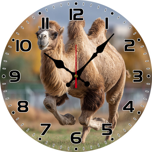 Soliyoahee Camel Wall Clock 10inch Wooden Round Modern Art Clock Silent ...
