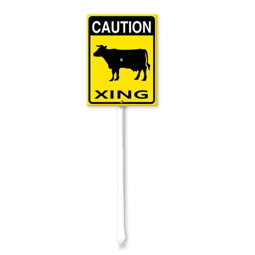 Soliyoahee "Caution Cow Xing" Crossing Yard Sign with Stake 4.6x6inch ...