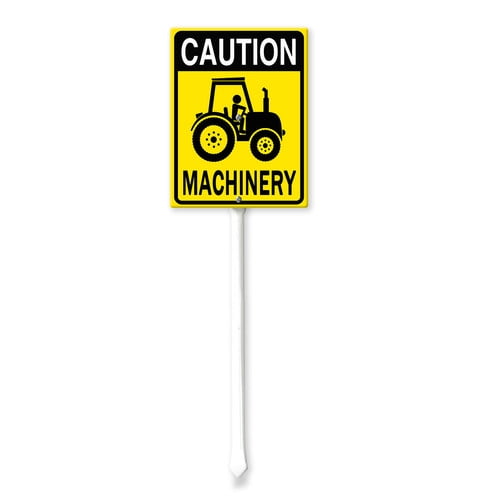 Soliyoahee Caution Machinery Yard Sign with Stake 7x8.8inch Rustproof ...