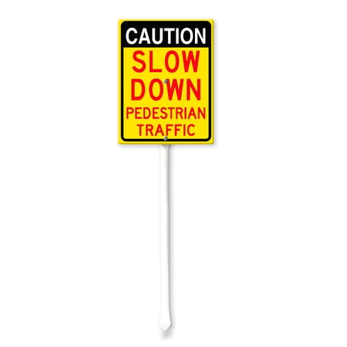 Soliyoahee Caution Slow Down Pedestrian Traffic Yard Sign with Stake 4 ...