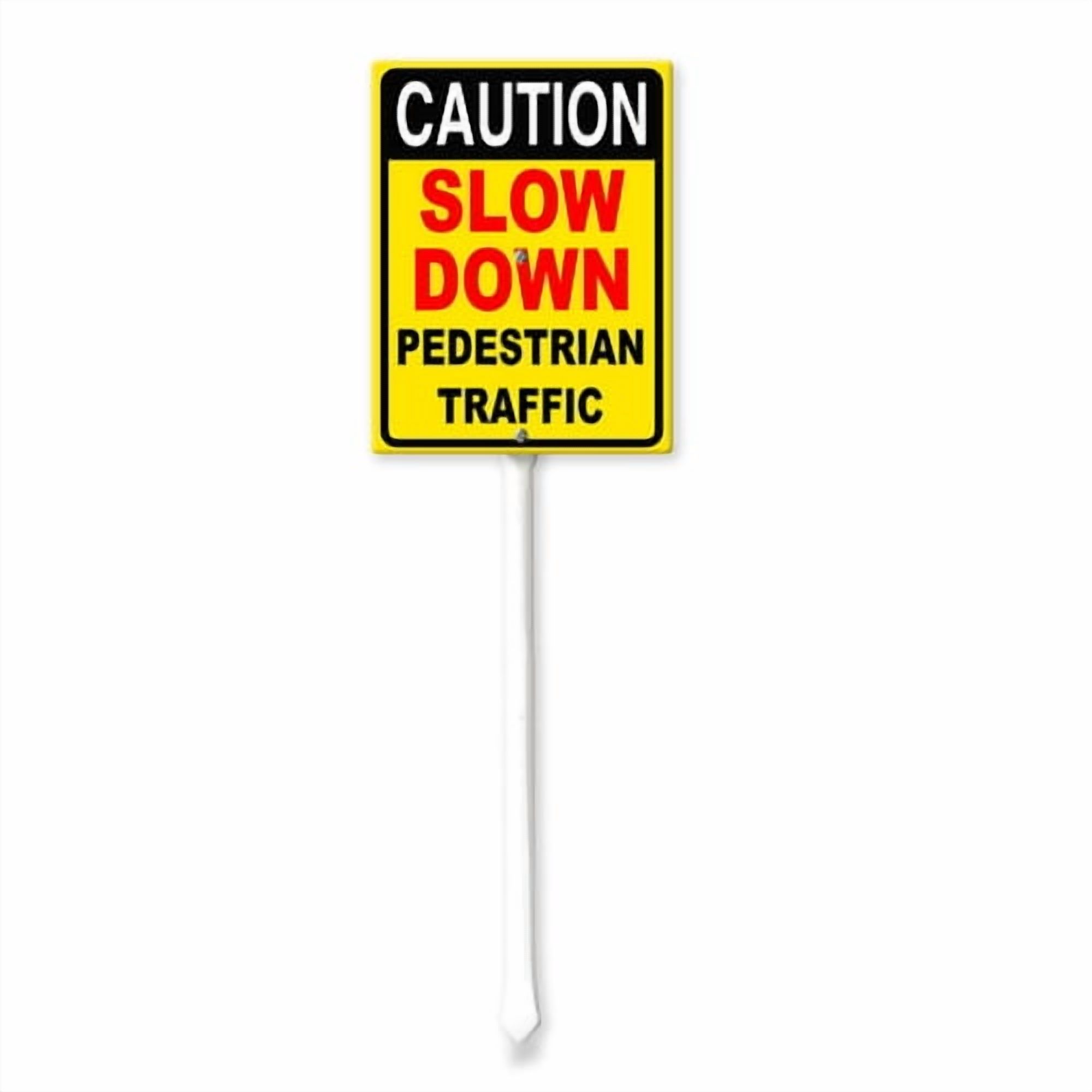 Soliyoahee Caution Slow Down Pedestrian Traffic Yard Sign with Stake ...