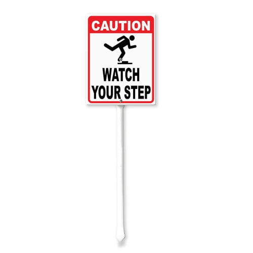 Soliyoahee Caution Watch Your Step Yard Sign with Stake 8x12inch ...