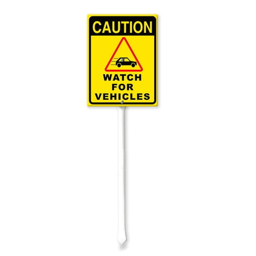 Soliyoahee Caution Watch For Vehicles Yard Sign with Stake 7x8.8inch ...