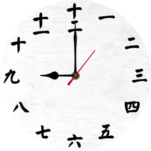Soliyoahee Chinese Character Digital Clock 10inch Wooden Round Retro ...