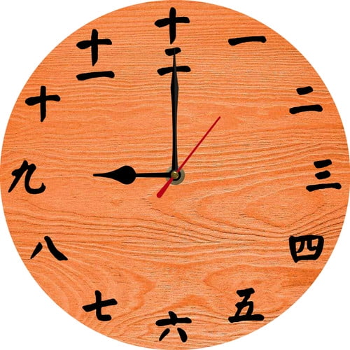 Soliyoahee Chinese Character Digital Clock 10inch Wooden Round Retro ...