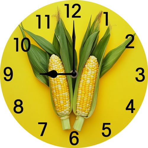 Soliyoahee Corn Clock 10inch Round Wall Clock Kitchen Decor Silent No ...