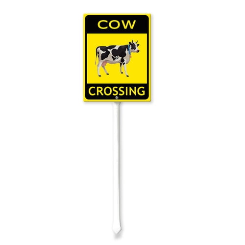 Soliyoahee Cow Crossing The Road Sign with Stake 8x12inch Rustproof ...